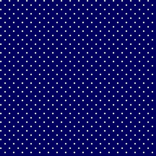 Texco Inc Wool Dobby Polka Pattern/100% Poly No Stretch Dotted Prints Woven Decoration Apparel Home/DIY Fabric, Navy Offwhite 3 Yards