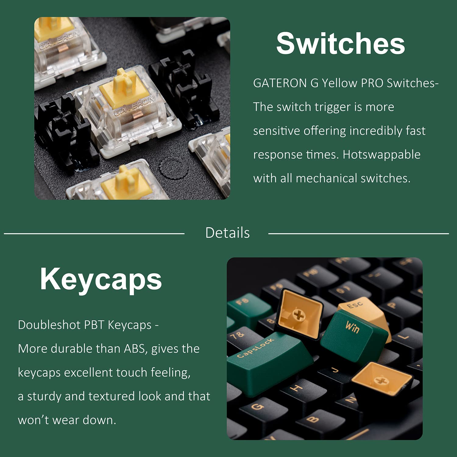 ONE METER Wireless Mechanical Keyboard, RGB Backlit Full Size 100 Keys with Hot Swappable Gateron Switches and PBT Keycaps, Bluetooth5.0/2.4G/Wired Rechargeable Gaming Keyboard for Mac Windows PC