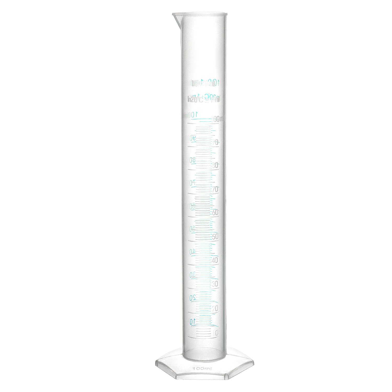 QWORK 100ml Polypropylene Plastic Beakers β Laboratory Test Beakers with Hexagonal Base, 20-Pack Transparent Measuring Cylinder Dual-Sided Measurement Lines, Science Projects & Home Use