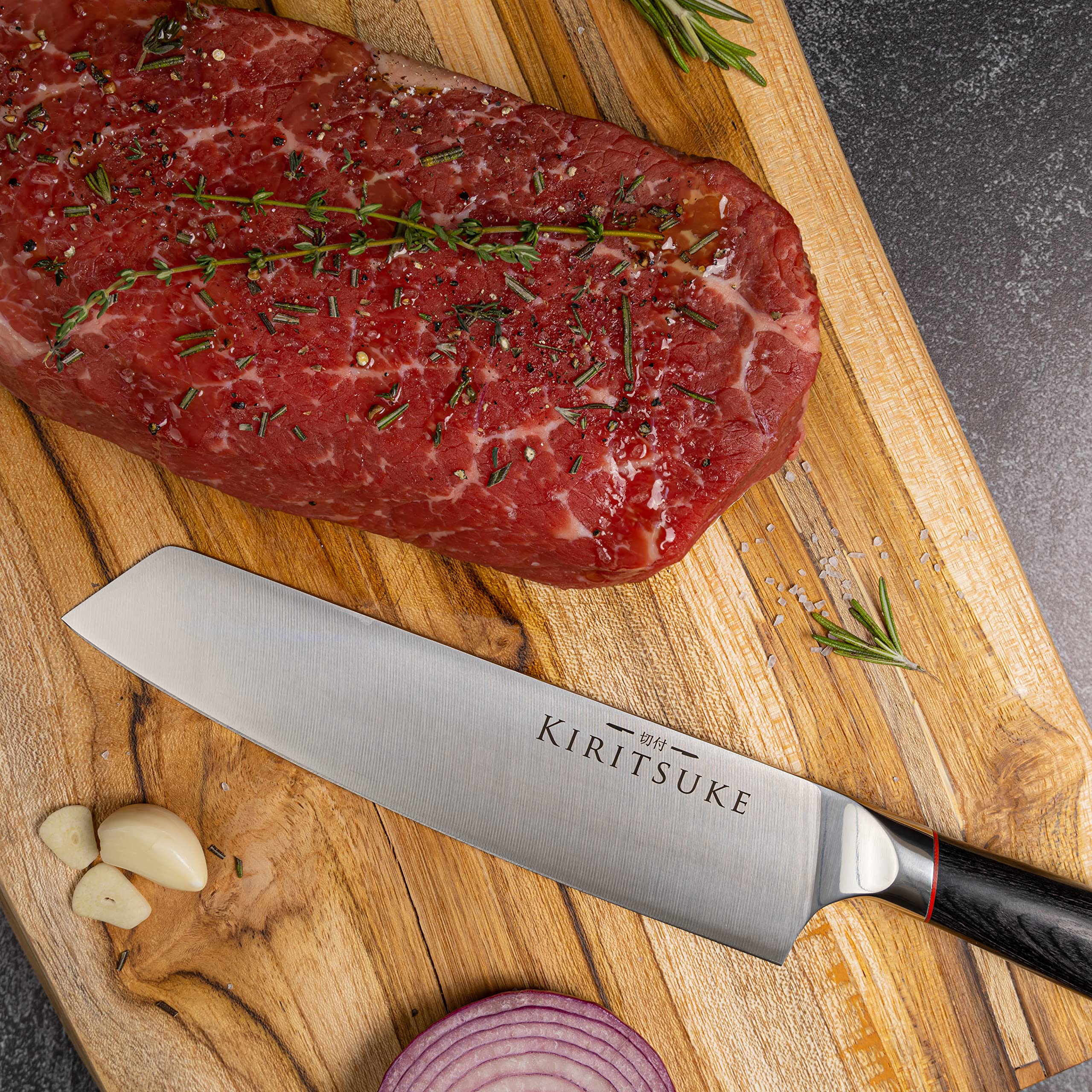 Professional Chef Knife - Kiritsuke 8 Inch Kitchen Knife - Premium Ergonomic Ultra Sharp High Carbon German Stainless Steel - Pakkawood Handle Chef's Knives