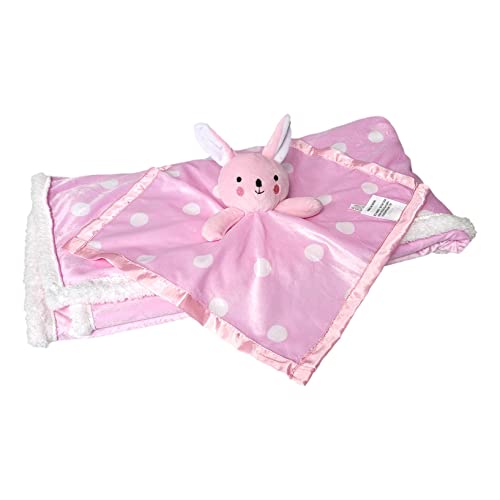 SONA G DESIGNS Personalized Baby Security Blanket Lovey and Swaddle Blanket Set with Custom Embroidered Name for Babies Boy and Girl (Bunny with Embroidered Name)
