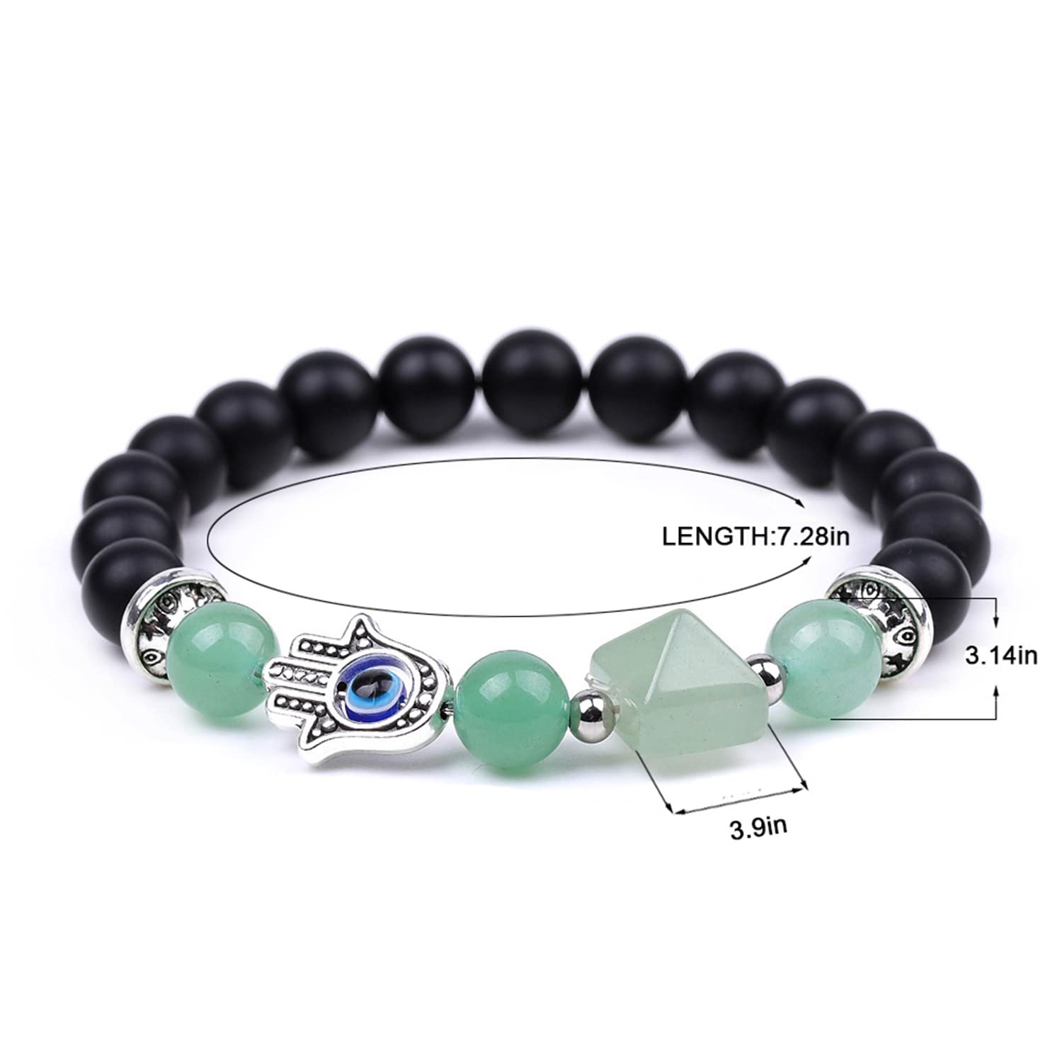Lmcheny Natural Healing Crystal Stretch Beaded Bracelet, Devil's Eye Pyramid Chakra Bracelet Healing Stone Handmade Bracelet for Women(Amethyst)