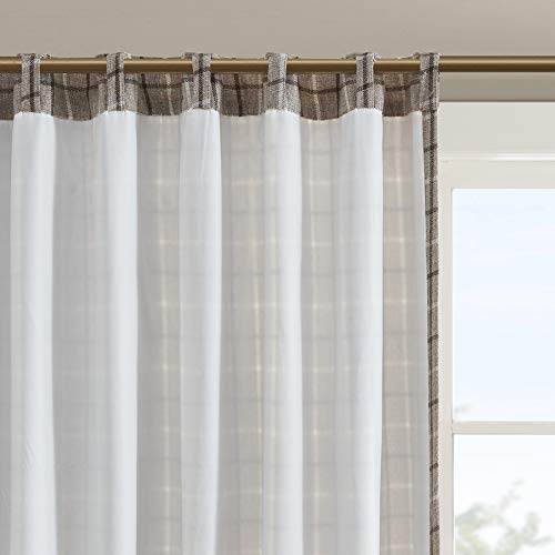 Madison Park Anaheim Cabin Plaid Curtain Window, Thermal Insulated Fleece Lining, Living Room Decor Light Blocking Drape for Bedroom, 1-Single Panel Pack, 50" x 95", Rod Pocket, Brown