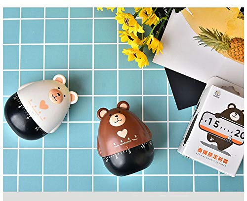 Lovely Cartoon Bear Mechanical Timers 60 Minutes Machinery Kitchen Gadget Cooking Timer Clock Loud Alarm Counters Manual Timer (Brown)