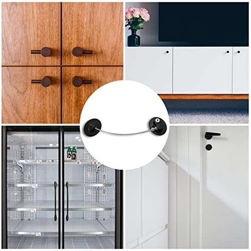 SAVITA 2pcs Refrigerator Door Locks with 2pcs Keys Stainless Steel Adhesive Refrigerator Door Locks Freezer Lock Child Proof Fridge Locks for Cabinet Cupboard Drawer Kitchen (Black)