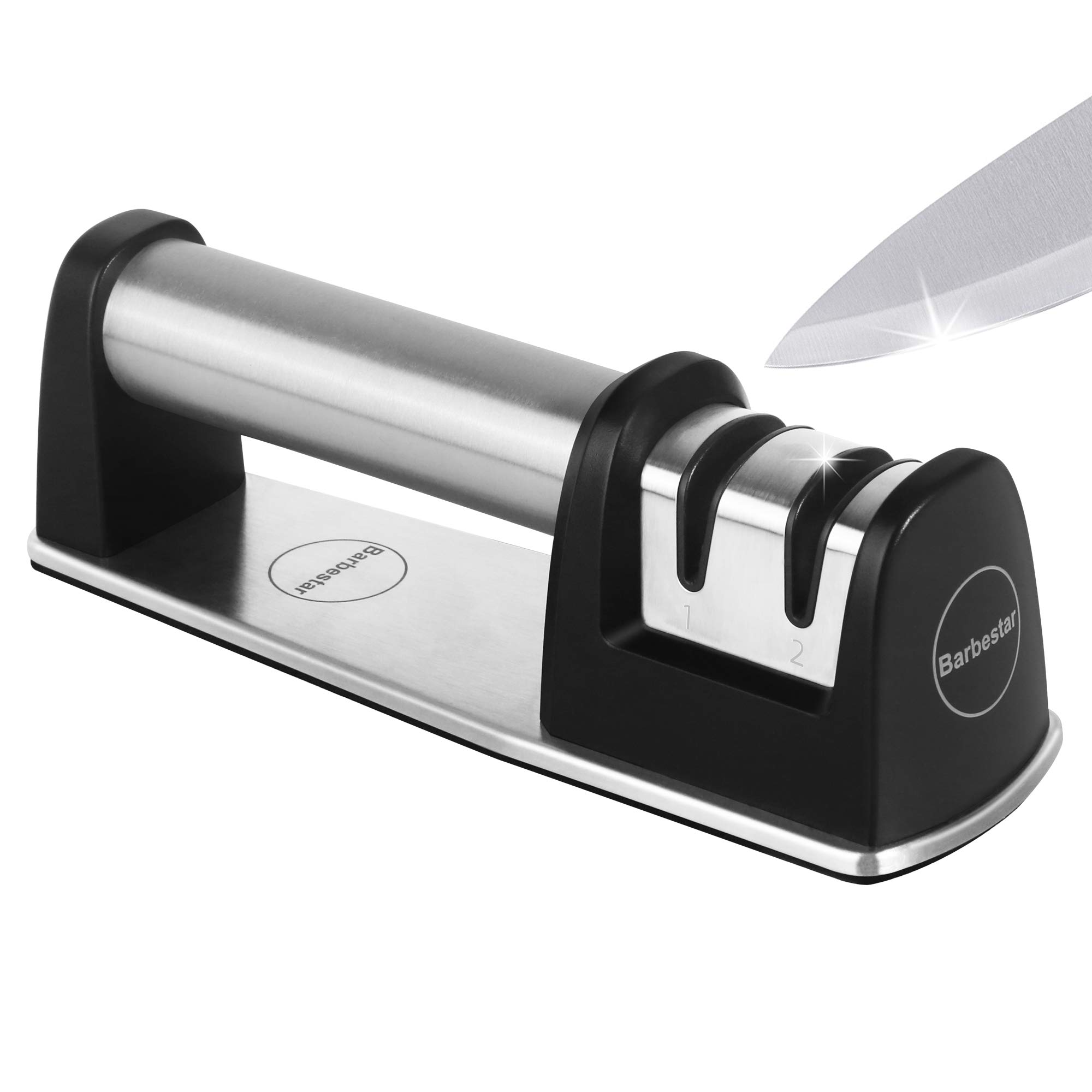 Knife Sharpener, 2-Slot Quality Kitchen Knife Accessories to Repair, Grind, Polish Blade, Professional Knife Sharpening Tool for Kitchen Knives,Safe and Easy Manual Sharpener