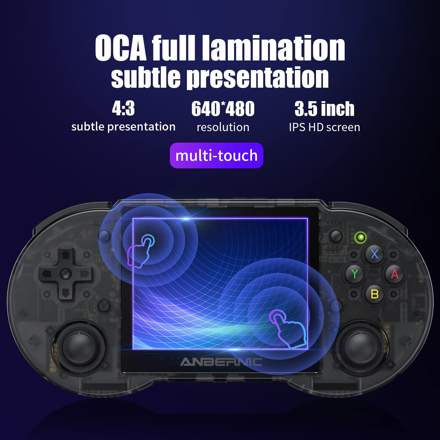 Niotima RG353P Handheld Android System Video Game Console,3.5 Inches Touch Screen, Android 11 OS,CPU RK3566, High Speed eMMC 5.1, 3500 mAh Battery, 2GB LPDDR4 RAM (Transparent Black/ 16GB+64GB)