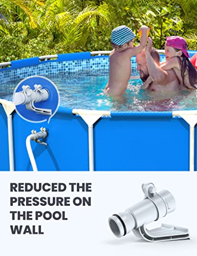 POOLHACKER Pool Pipe Holder, 2 Pieces 1/4 inch Water Hose Support Brackets with Clamp Mount for Above Ground Swimming Pools for intex
