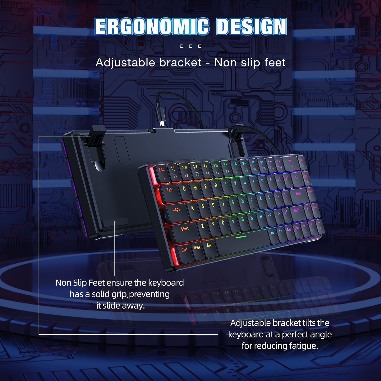 SIMGAL Wired RGB Mechanical Keyboard, Ultra-Thin Low Profile Gaming Keyboard with 69 Keys and RGB Backlight for Mac Windows PC (Red Switch)