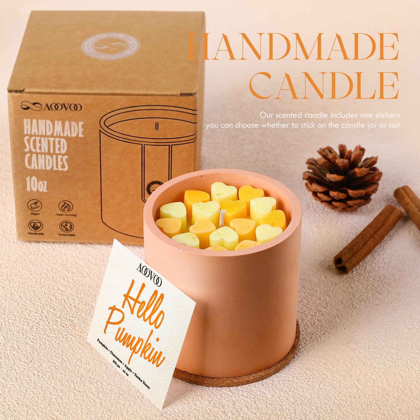 Pumpkin Spice Candle - Fall Candles, Thanksgiving Decorations, Scented Candles, Autumn Decor, Soy Candles for Home, 10 oz Seasonal Handmade Candle