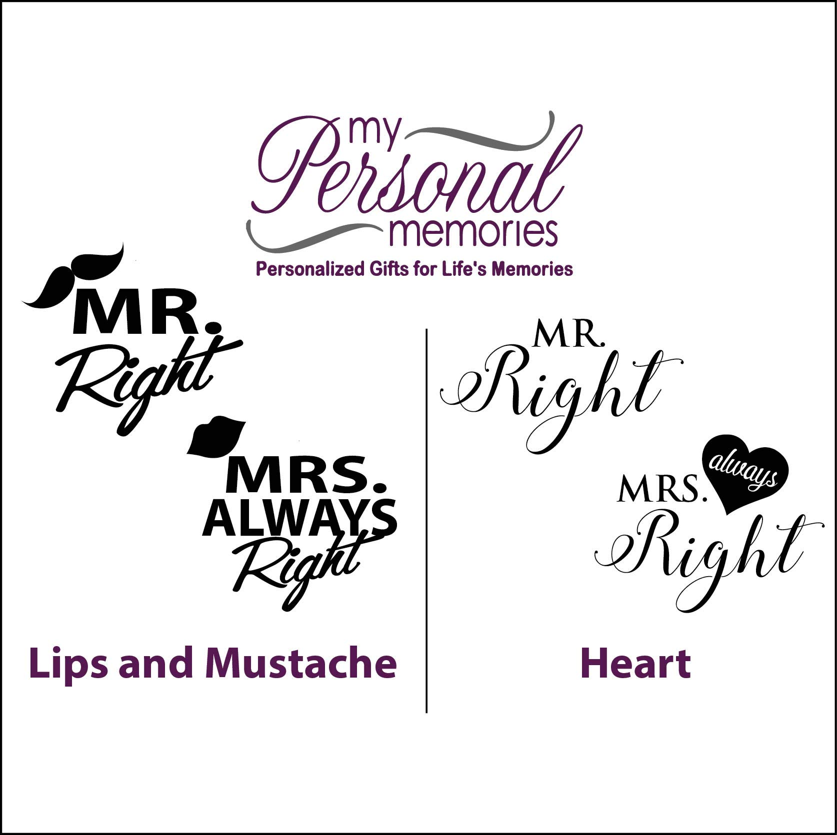 My Personal Memories Set of 2 Mr Right and Mrs Always Right Couples Shot Glass Set