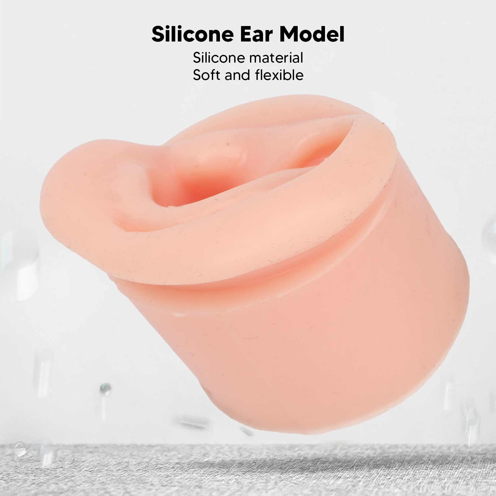 Piercing Ear Model Training Accessory Silicone Ear Model Soft Light Skin Color Reusable Long Ear Canal For Teacher For School (Right)