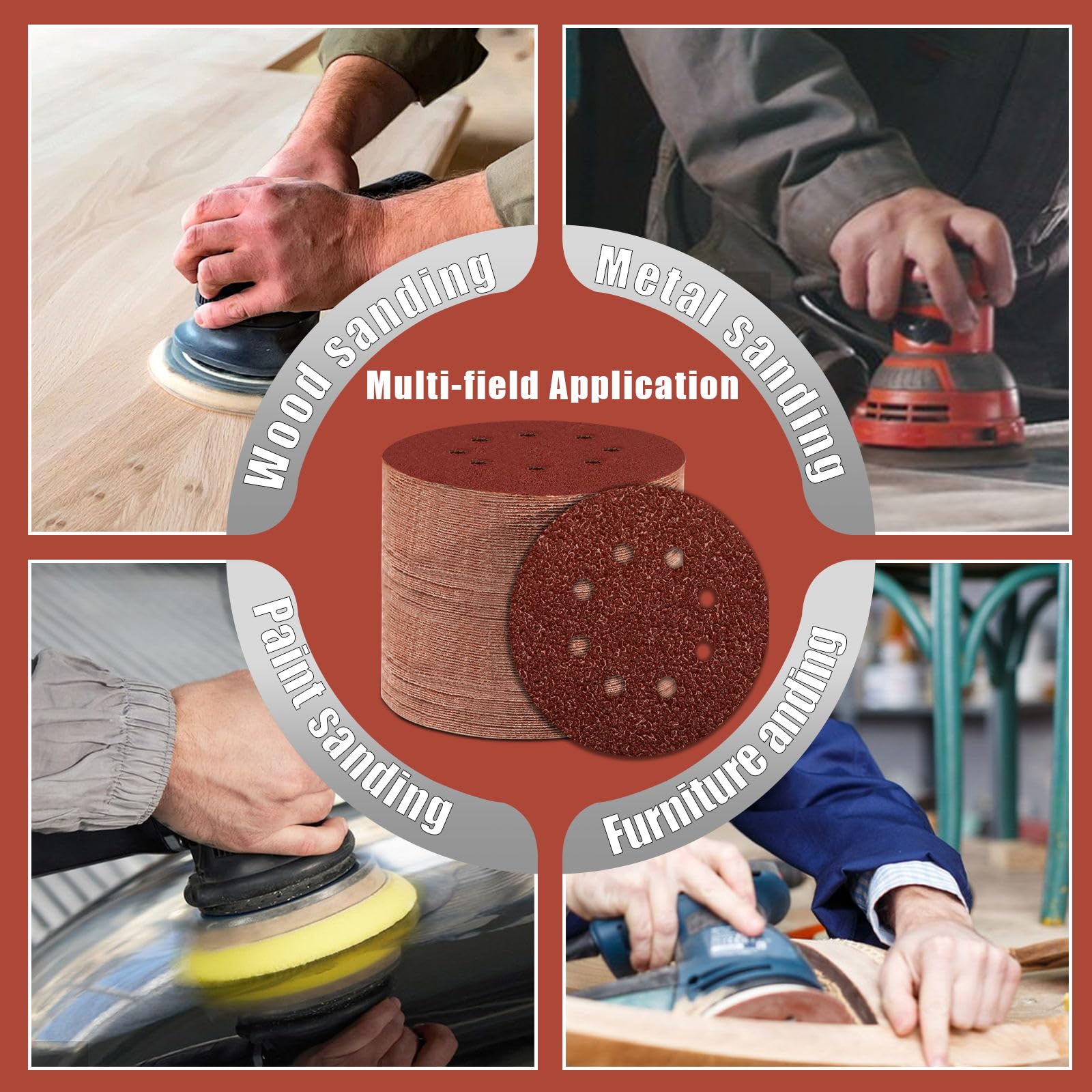 Szarint 150 PCS 5 Inch Sanding Discs Hook and Loop Sandpaper for Random Orbital Sander Include 60 80 100 120 150 180 240 320 400 600 Grit