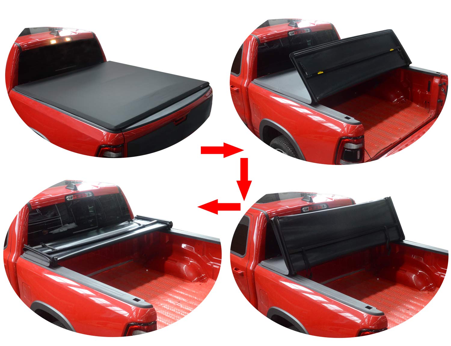 KSCPRO Soft Tri Fold Soft Folding Truck Bed Tonneau Cover Fits for 2019-2023 Ford Ranger 5ft New Body Style