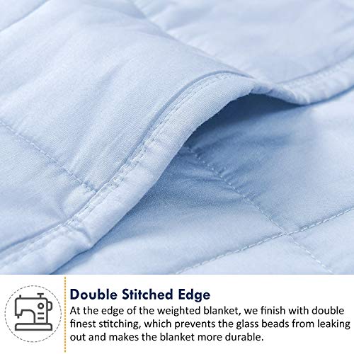 Keeptop Kids Weighted Blanket (7 lbs, 41"x60", Light Blue) - Cooling Heavy Blanket for a Child Between 60-80 lbs - 100% Natural Cotton Material with Premium Glass Beads, Double Stitched Edge