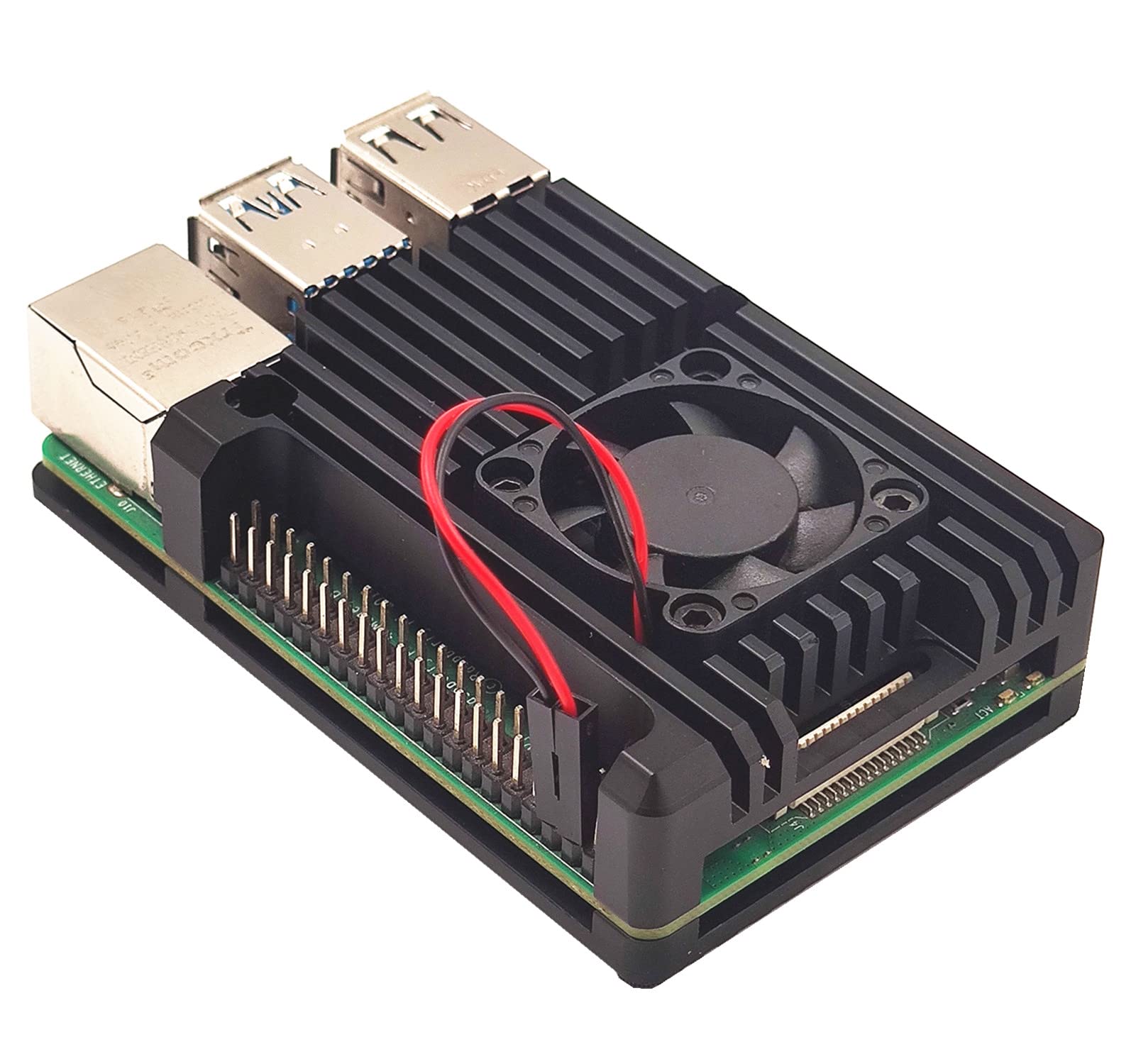 Raspberry Pi 4 Armor Case with Cooling Fan, Raspberry Pi 4 Aluminum Alloy Metal Case Compatible with Raspberry Pi 4 Model B Computer