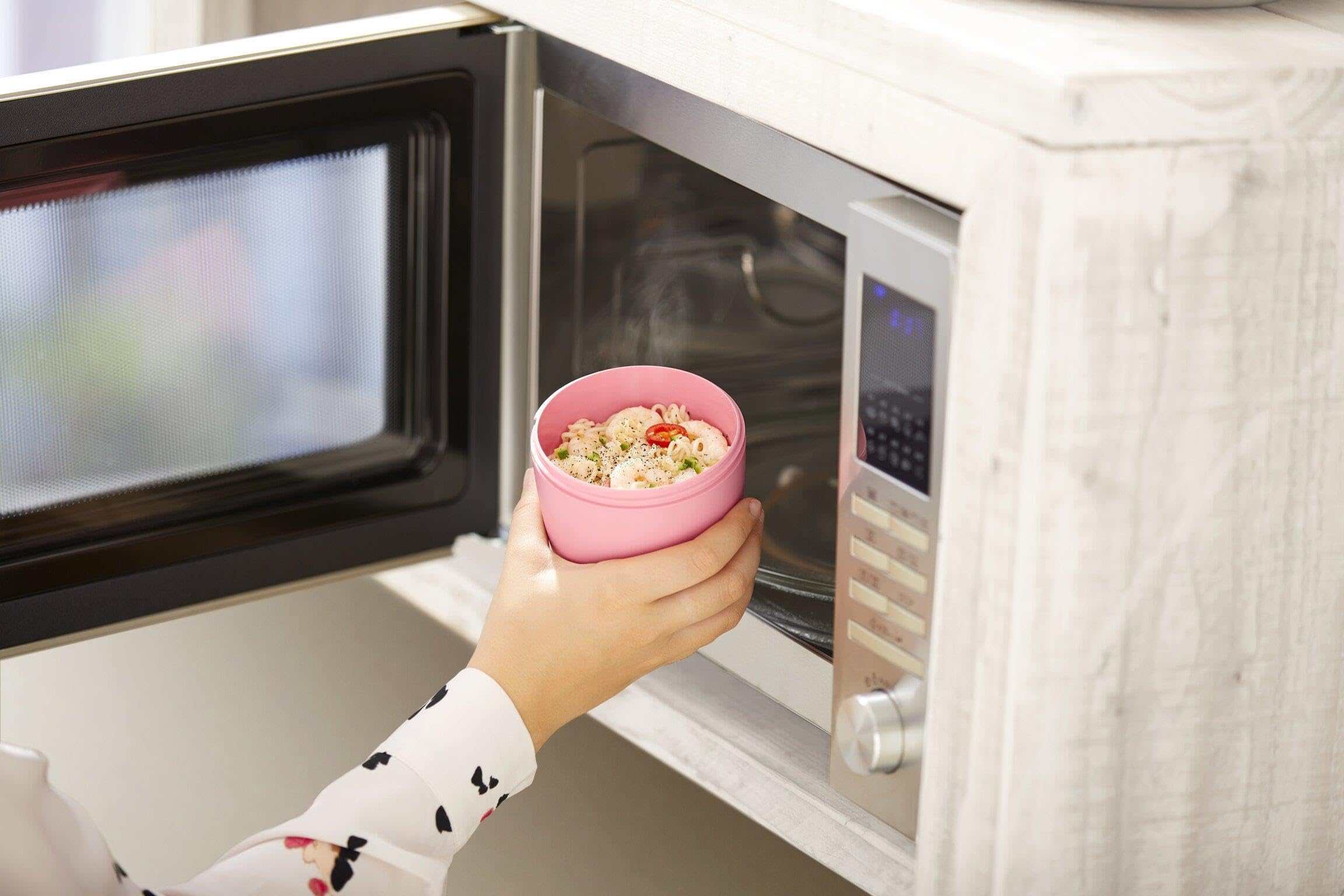 Mepal, Snack Pot Large with Airtight Lid for Fruit or Popcorn, Portable, BPA Free, White, Holds 15 oz, 1 Count