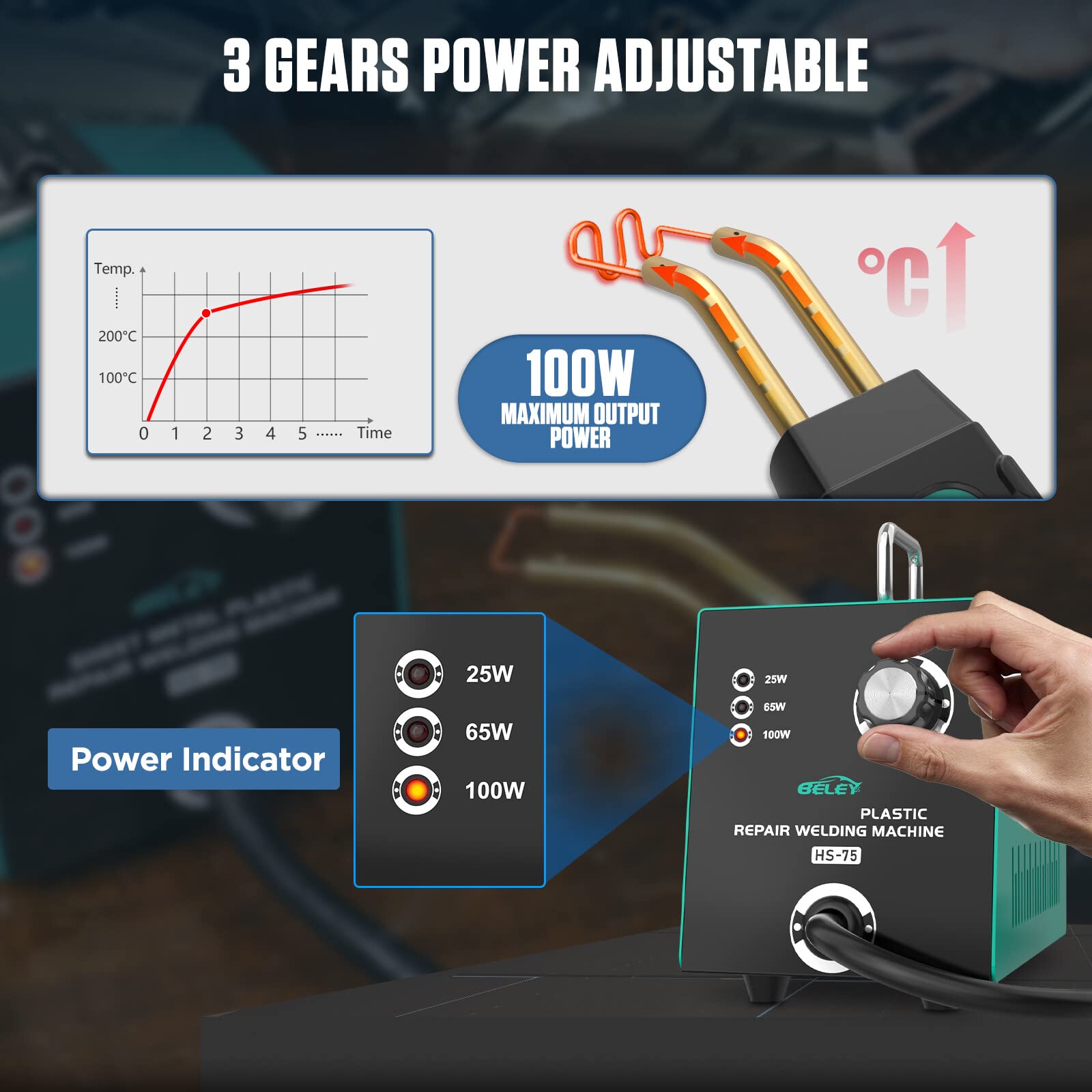 Plastic Welder Kit Hot Stapler - BELEY Adjustable 25W 65W 100W Plastic Repair Welding Machine, 110V Car Bumper Plastic Fixing Tool with 600pcs Staples