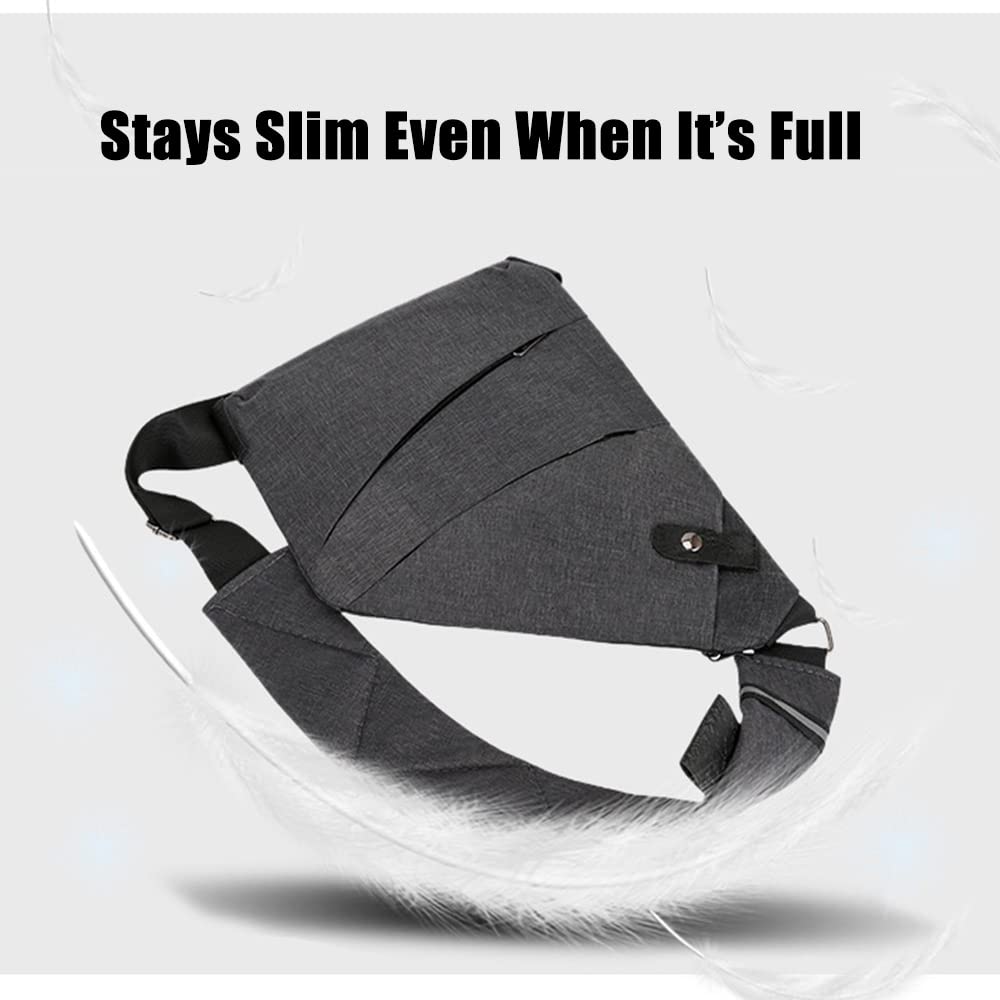 PIPLYKI Personal Flex Bag - Multi Pocket Casual Crossbody Bag, Waterproof Personal Shoulder Pocket Bag, Anti Theft Sling Bag (Grey-Left)