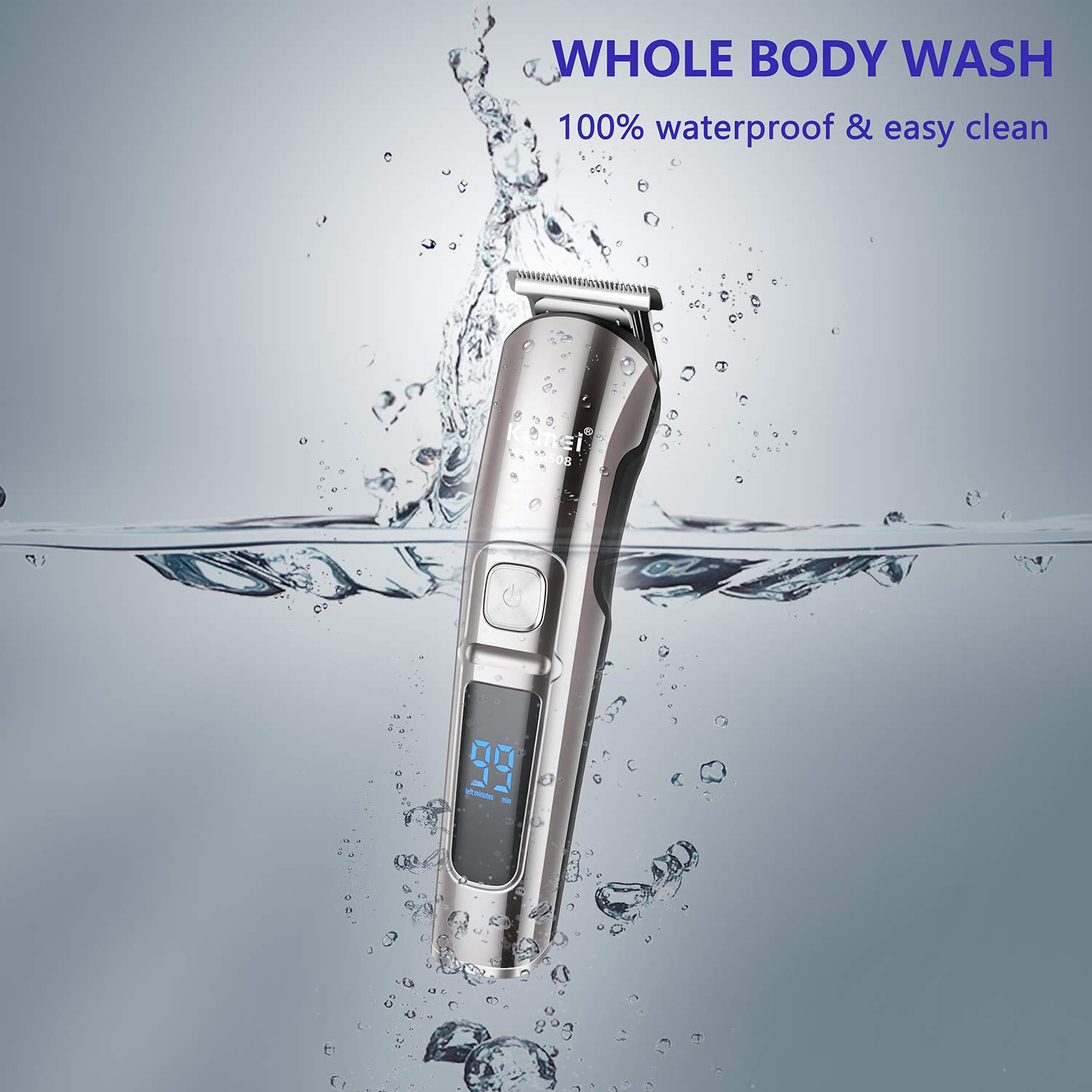 Kemei Hair Clippers Beard Trimmer Mens Grooming kit with Trimmer for Beard, Head, Body, and Face Cordless Waterproof 16 in 1