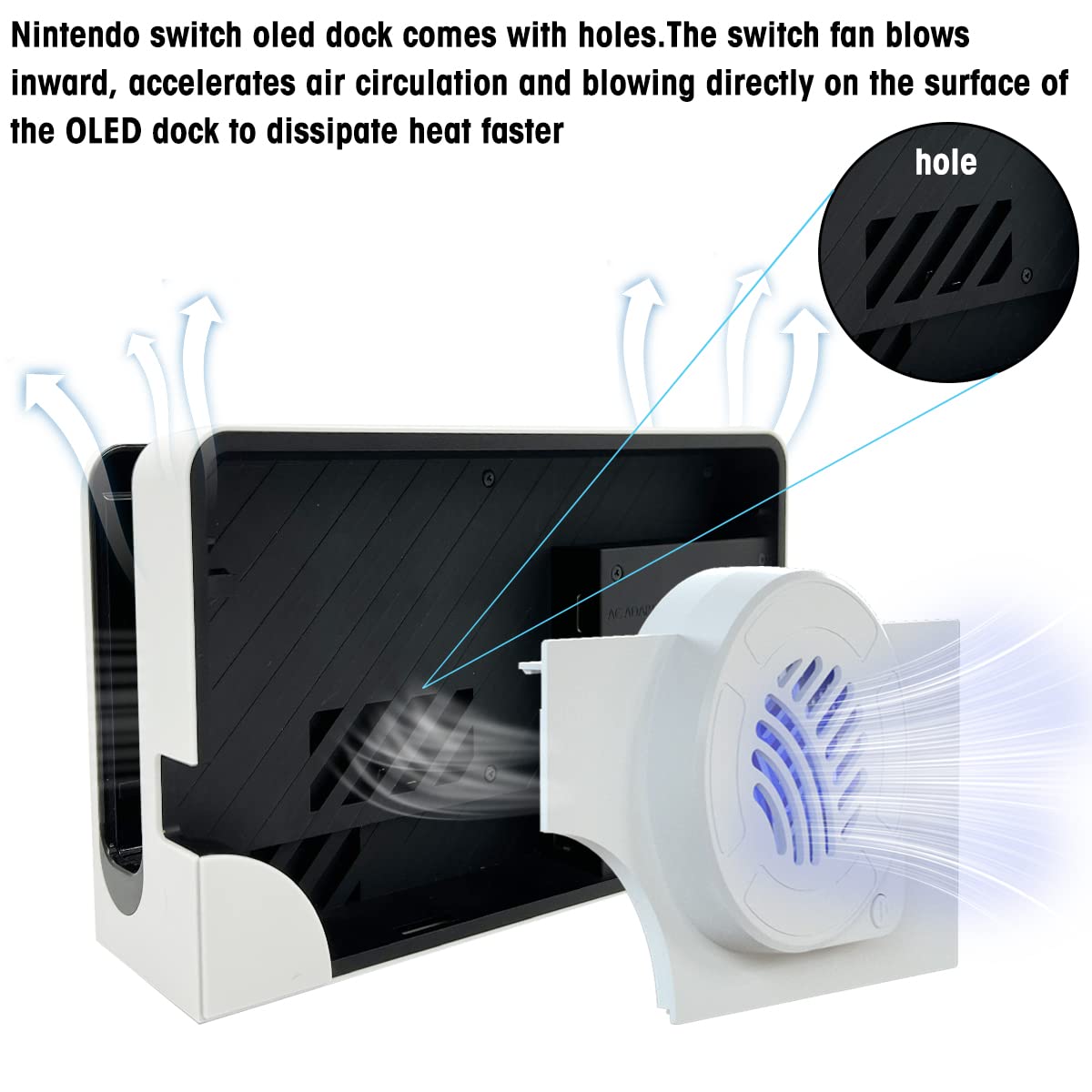 PURBHE Nintendo Switch OLED Dock Cooling Fan with Blue Light, USB Type C