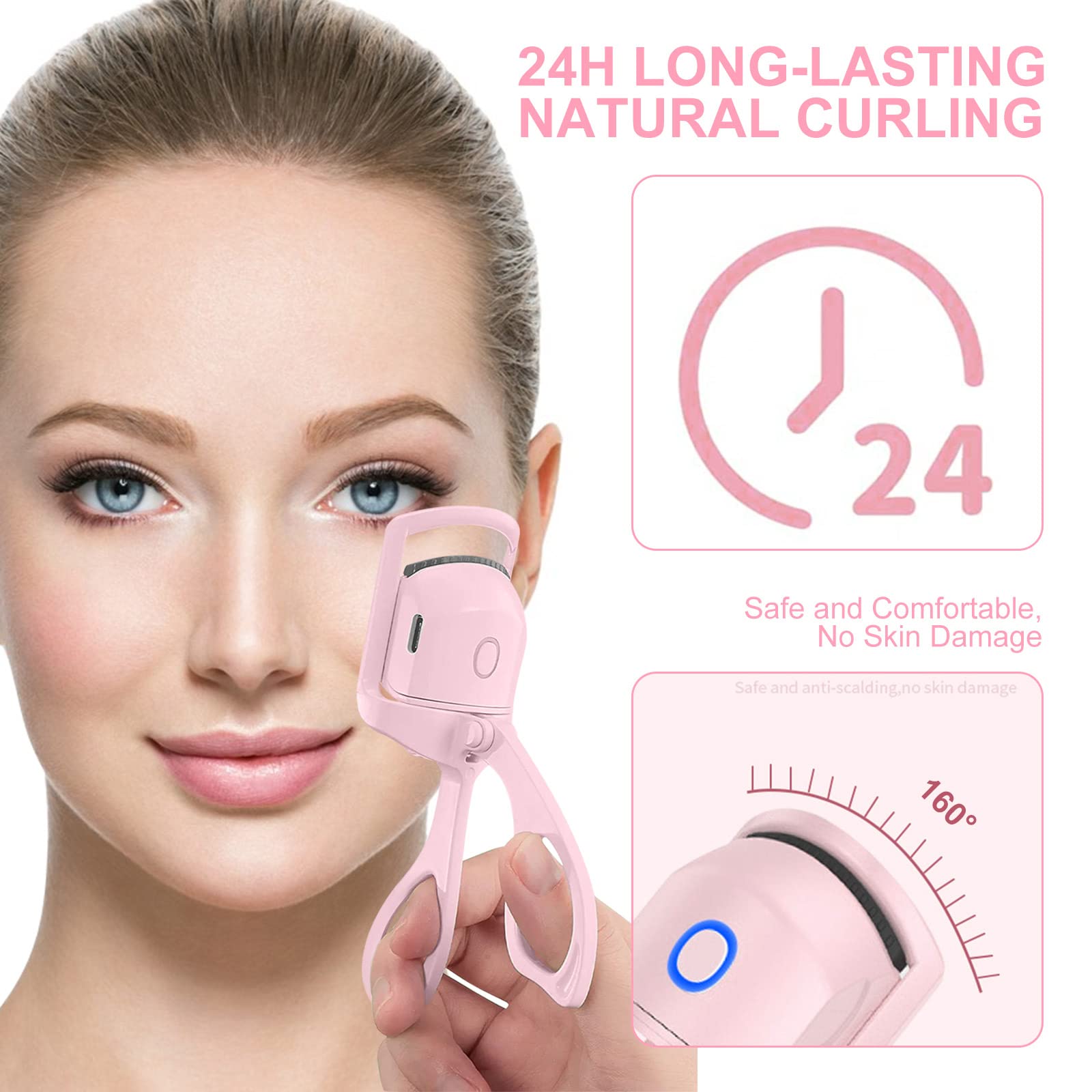 SIKOT Heated Eyelash Curler, Electric Eye Lash Curler, 2 Modes Heated Quickly, Easy to Curl, Natural and Lasting Eyelashes, Saving Makeup Time, Rizador de PestaƱas Electrico, White,1 Count
