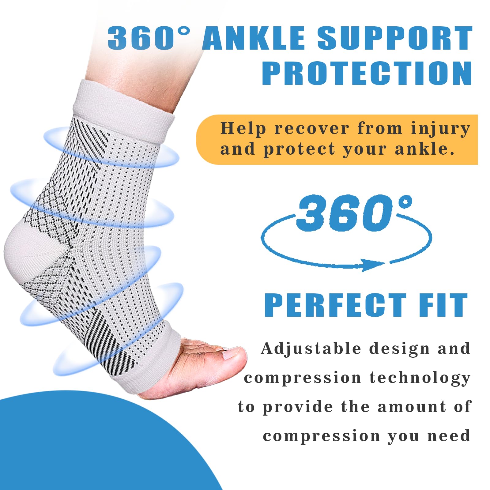 Neuropathy Socks for Women, 6Pairs Soothe Compression Socks for Neuropathy Pain, Ankle Brace Plantar Fasciitis Swelling Relief (L/XL)
