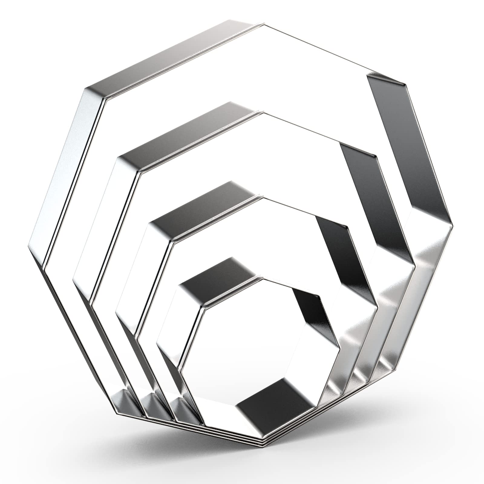Octagon Cookie Cutters Geometric Shapes for Baking - Set of 4-5 Inch, 4 Inch, 3 Inch, 2 Inch - Stainless Steel