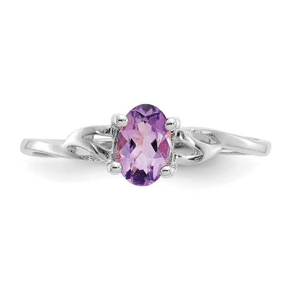 IceCarats 10K White Gold Purple Amethyst Ring Gemstone Band February Birthstone Jewelry Size 7