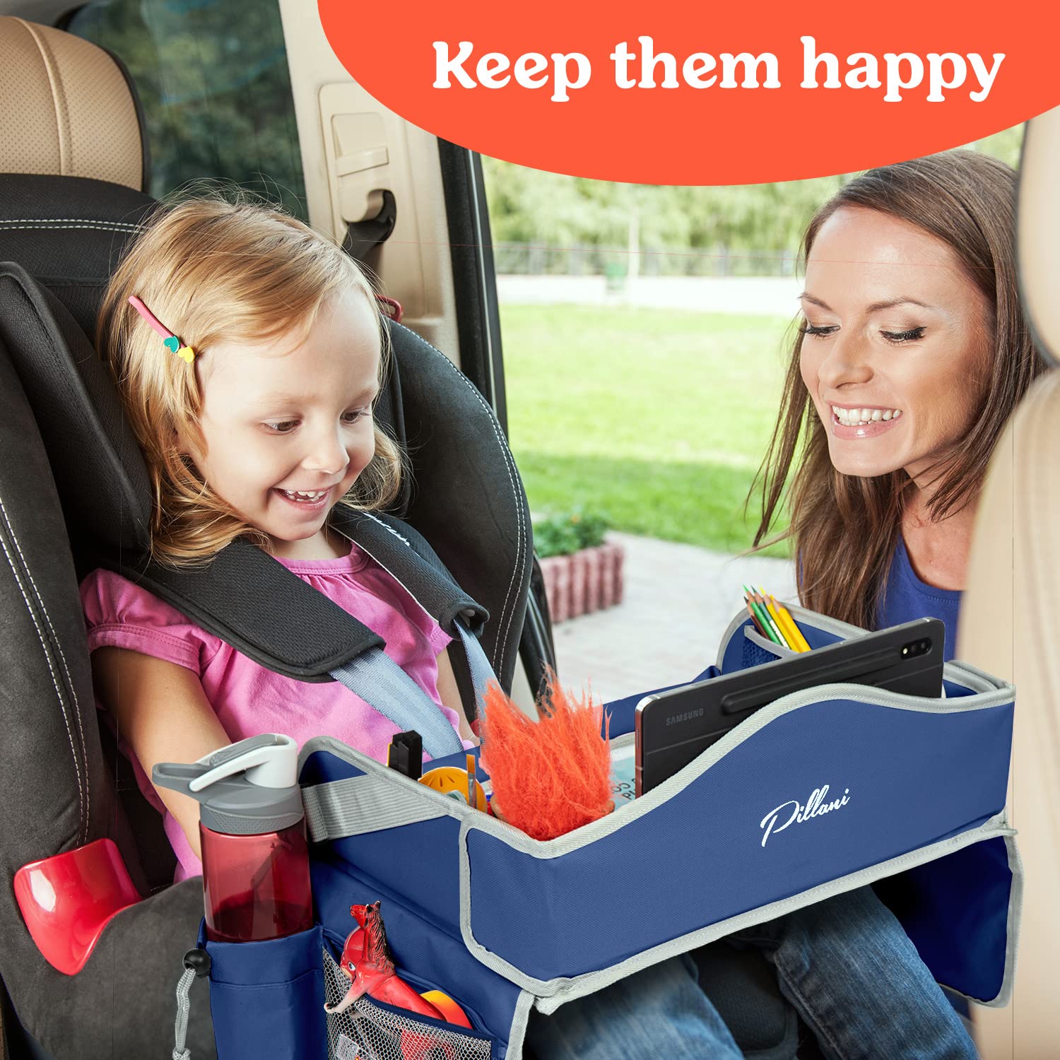 PILLANI Travel Bundle: Baby Backpack & Car Seat Tray for Kids