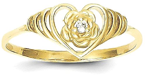 IceCarats 10K Yellow Gold Cubic Zirconia CZ Heart Love Ring Size 6
