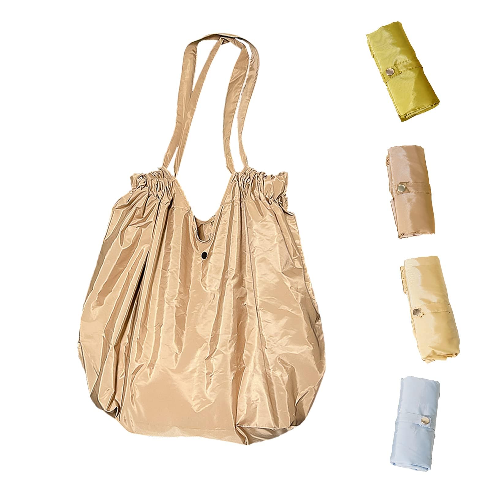 NKTDWO Foldable Shopping Bag for Groceries, Large Capacity Portable Tote Bag for Travel Waterproof Reusable Bags with Handles for Supermarket Picnic Beach (Brown)
