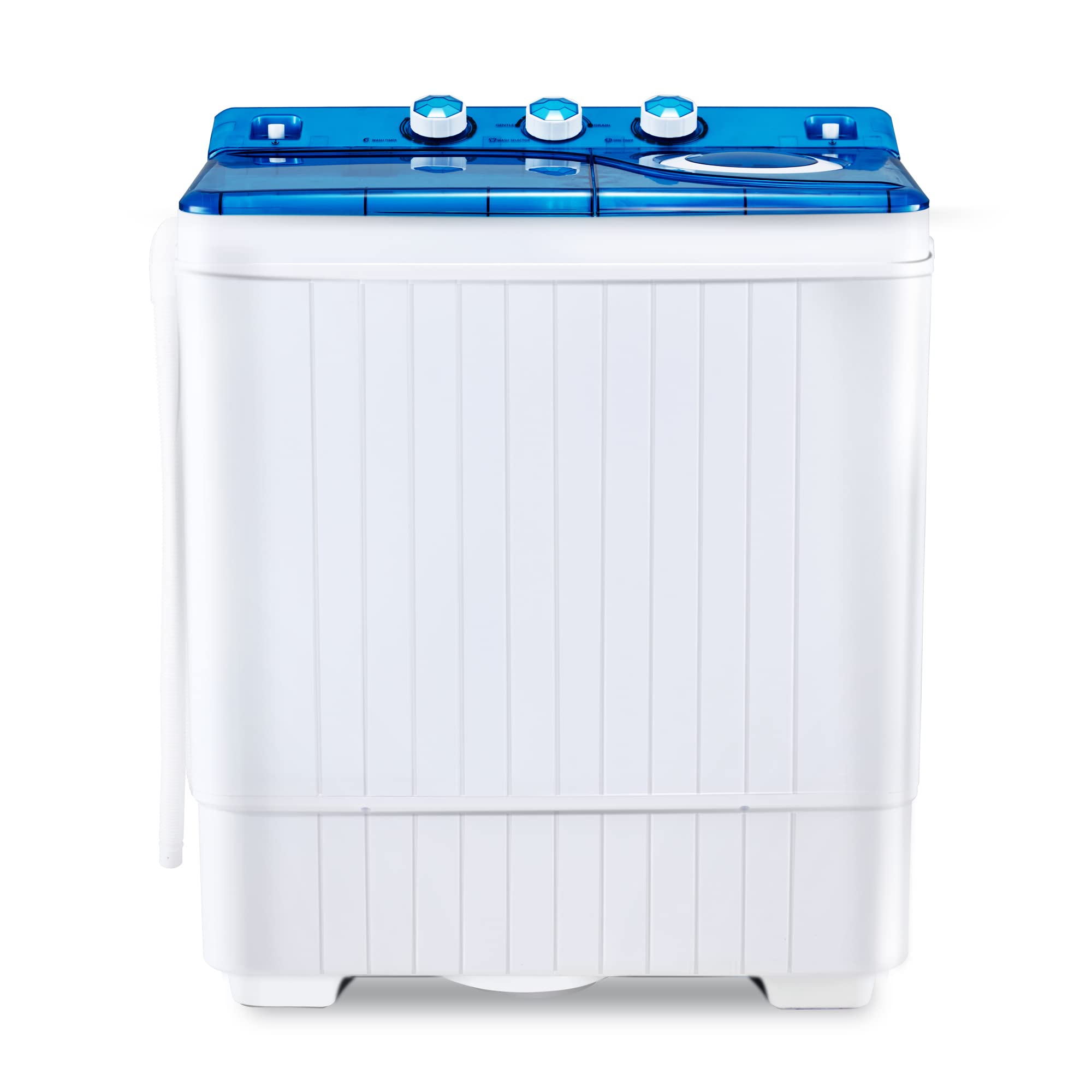 Kumcahom Portable Washer 26Lbs Capacity Washing Machine and Dryer Combo Twin Tub Laundry Washer(18Lbs) & Spinner(8Lbs) with Built-in Gravity Drain Pump,for Apartment,Dorms,RV Camping (BLUE+WHITE)