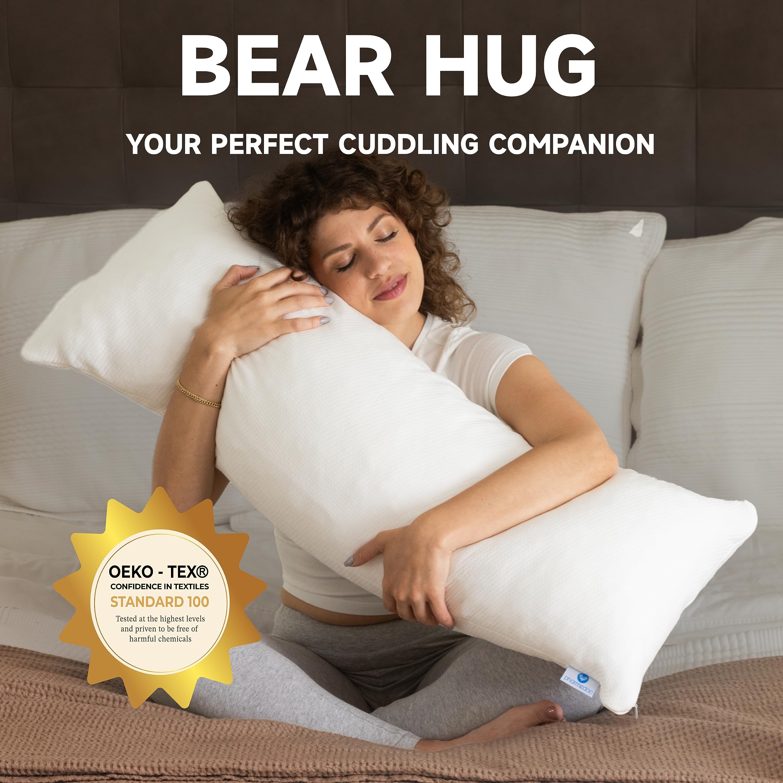 Pharmedoc Body Pillow, Pregnancy Pillow, Side Sleeper Pillow, Body Pillow for Adults, Memory Foam Pillow, Cooling Grey