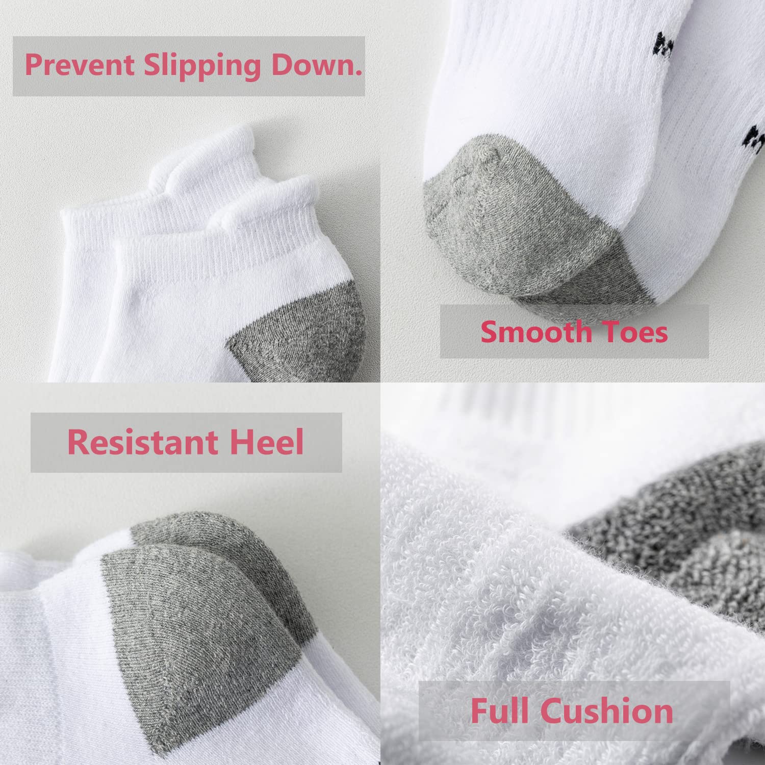 Marchare Boys White Crew Socks Kids Athletic Socks With Cushioned Thick Cotton Socks White and Grey 6 Pack 7-10 Years