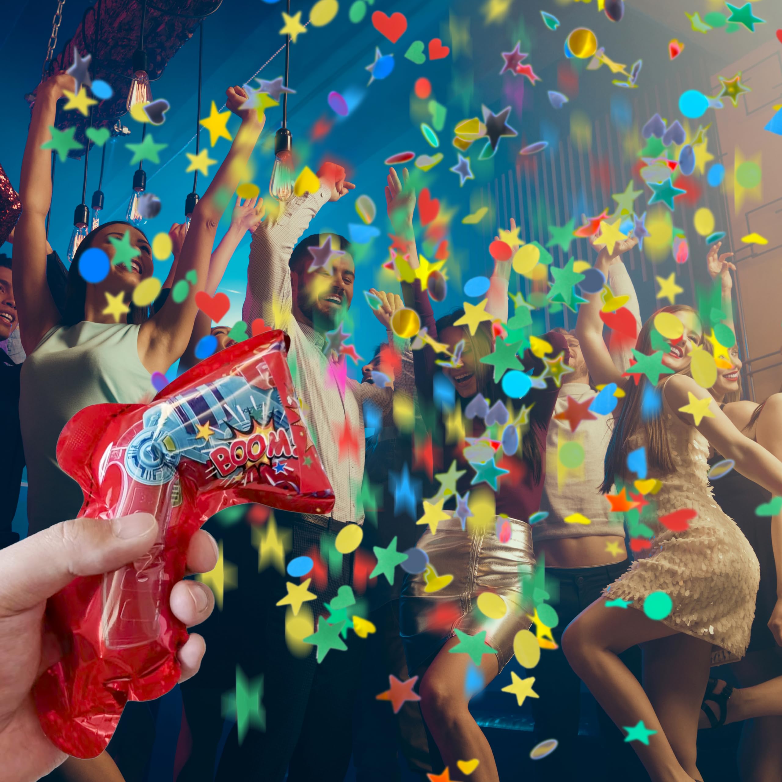SEASHIMMER 16 Pcs Inflatable Confetti Gun Poppers, Fun Multicolor Party Toy for Graduation, Birthday, Wedding and More!