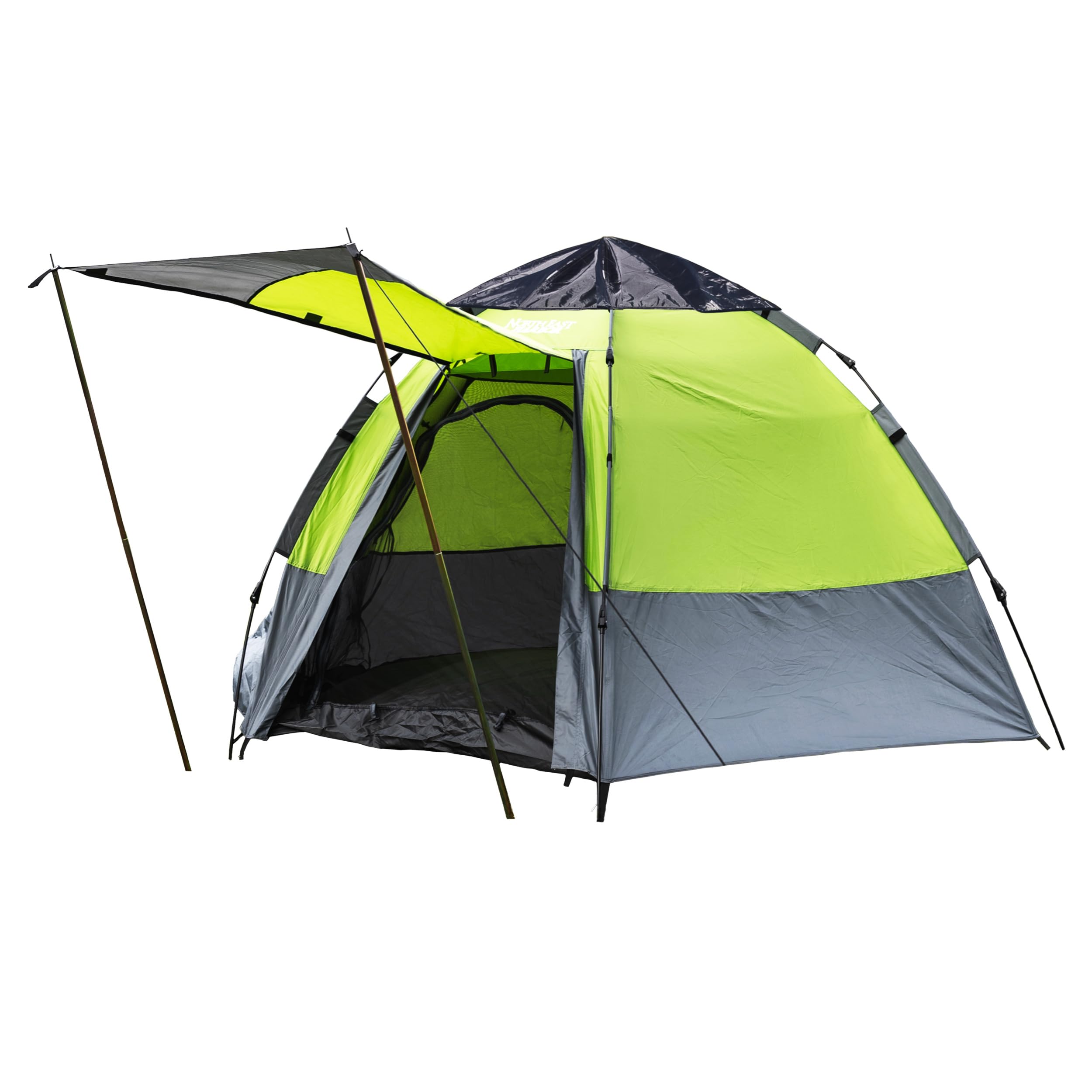 NEH 5-Person Camping Tent Instant Setup Waterproof Double Layered Material, Green, 8.9'L x 8.9'W x 5.25'H, Portable Carry Bag Included