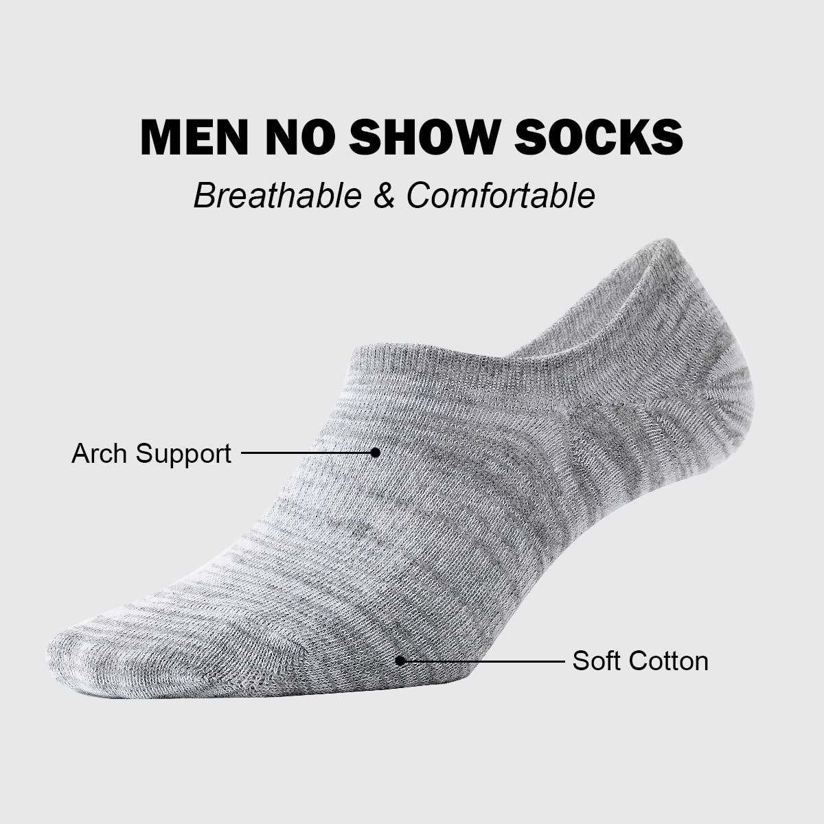 Marchare Men No Show Socks 8 Pairs Cotton Low cut Sneaker Ankle Socks Cushioned Crew Socks, Black/White Size 7-10