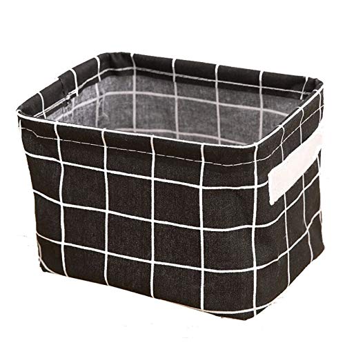 MinoMia 4 Pack Canvas Storage Basket Bins, Home Decor Organizers Bag for Adult Makeup, Baby Toys liners, Books (stripe & check)