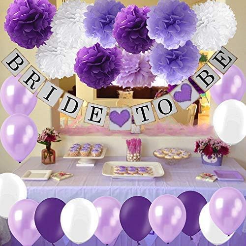 Purple Bride To Be Banner for Lavender Purple Bridal Shower Bachelorette Party Miss to Mrs Party Decorations