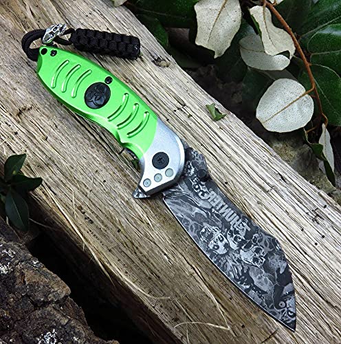 New NEW! Z-Hunter Green Grey Razor Style Spring Open Assisted Folding Pro Tactical Knife Zombie Dead Survival Camping Outdoor Knife TG-0454M by ProTacticalUS