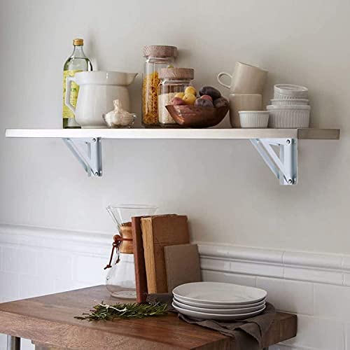 Shelf Brackets wall Shelves Floating Shelf Bracket, 2pcs 10 Inch Folding White Coated Stainless Steel Shelf Brackets, Heavy Duty Wall Mounted Shelf Bracket, Scaffold Board Shelf Brackets for Tables, B