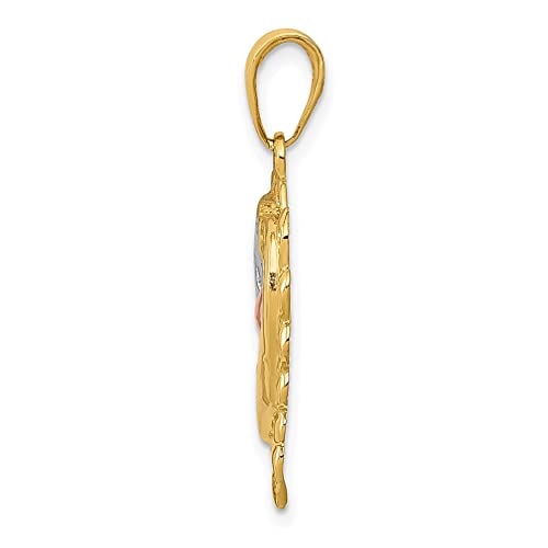 IceCarats 14K Two Tone Gold White Sea Dolphin Ocean Fish Beach Nautical Heart Necklace Love Pendant Charm Only