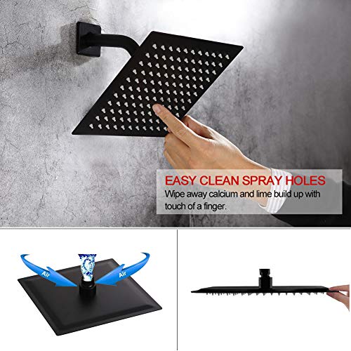 POP SANITARYWARE Black Tub and Shower Faucet Set Bathroom Luxury Rain Mixer 8 Inch Shower Head System with Tub Spout Single Handle Tub and Shower Trim Kit with Valve