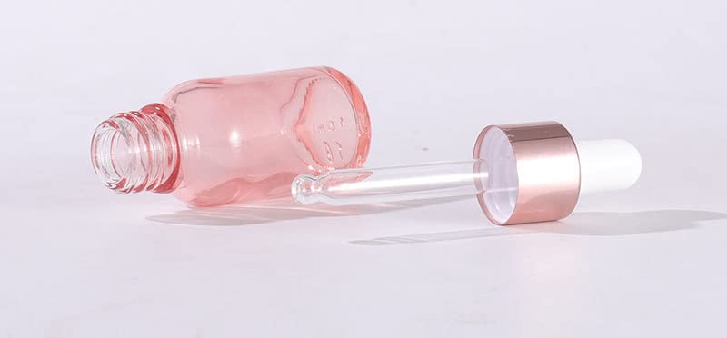 SNOW DIAMOND 0.5 oz Eye Dropper Bottle (3 Pack Rose Glass Bottles 15ml with Golden Caps,Empty Tincture Bottles for Essential Oils, Body Oils, Perfume Pink