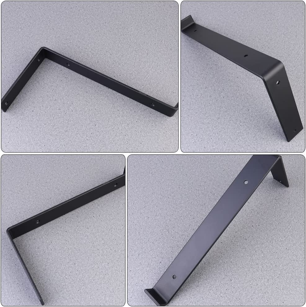 Shelf Brackets Wall Shelves 2pcs Iron Wall Bracket Heavy Duty Z-Shaped Load Bearing Frame Wall-Mounted Baffle Bracket Support for Floating Shelf Brackets Black 23cm