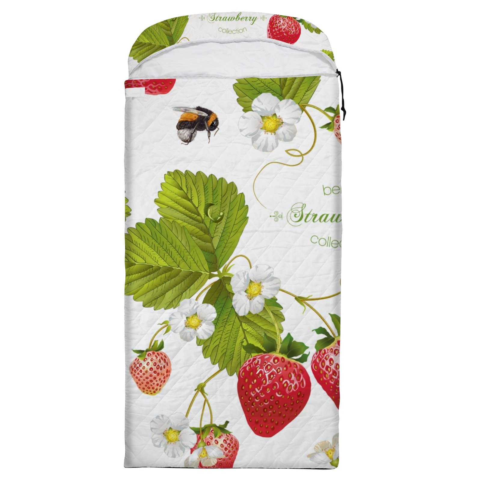 Outdoor Sleeping Bag Sleep Bag Cute Tea Fruit Strawberry Floral Flowers Cover Mat for Travel Camping Hiking Women Men Adult 3 Seasons