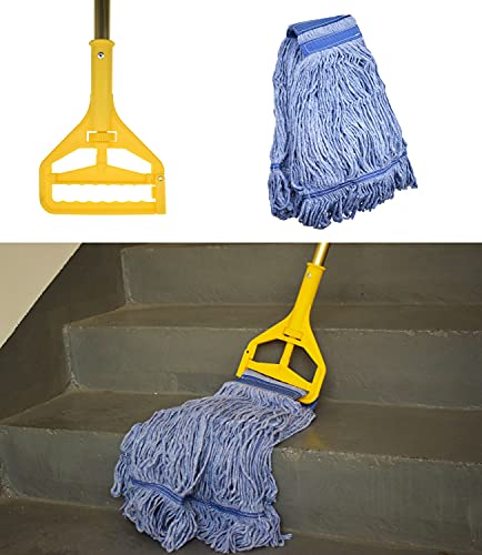 Mop Head Replacement Commercial Heavy Duty String Blue Wet Mop Heads for 3 Typs Commercial Mop Handle(1,Large)