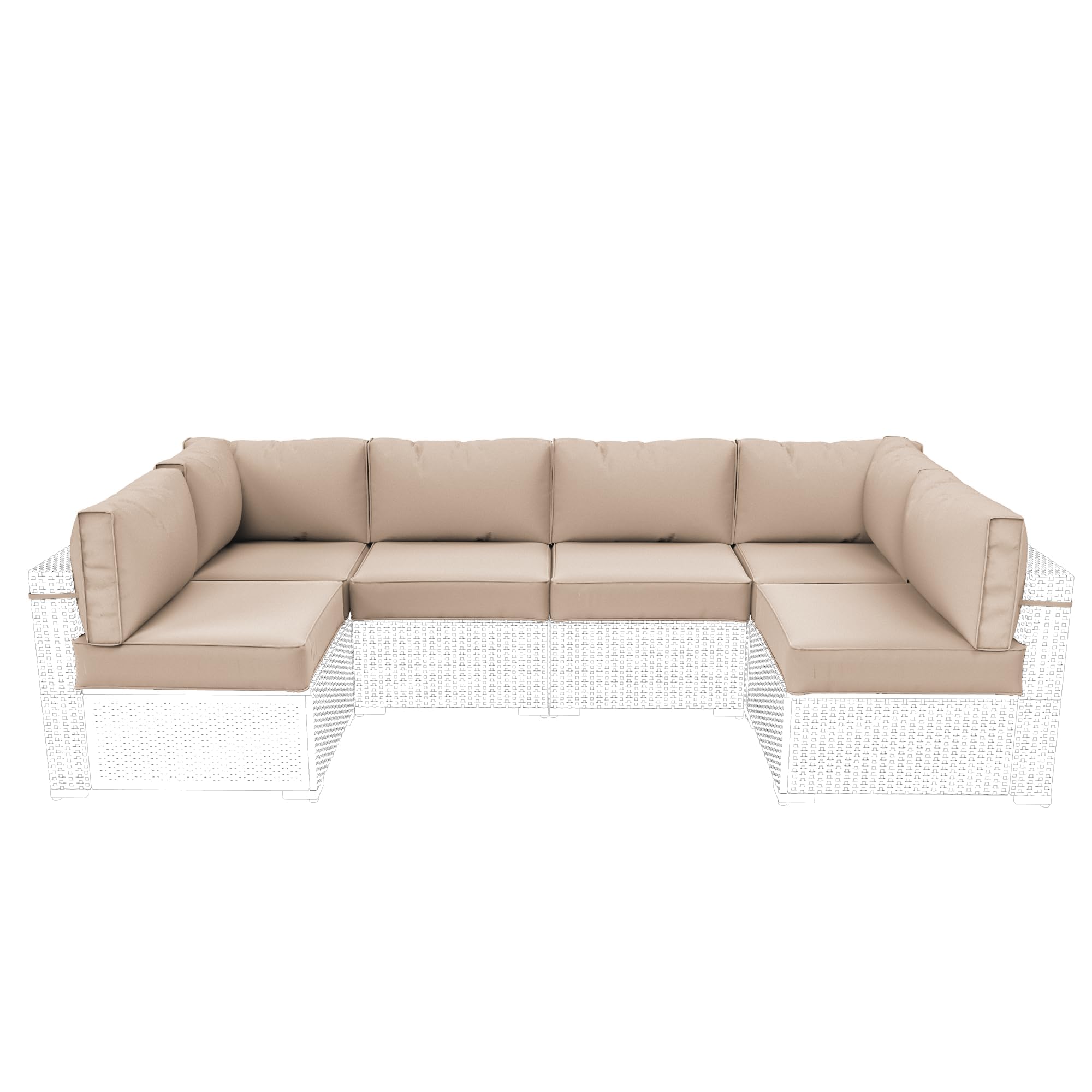 Snubbull Outdoor Replacement Cushions for Patio Furniture, 5" Foam High-Density, 14-Piece Water-Resistant Outdoor Cushion for 6-Seat Sectional Patio Conversation Sets, Liner&Cover