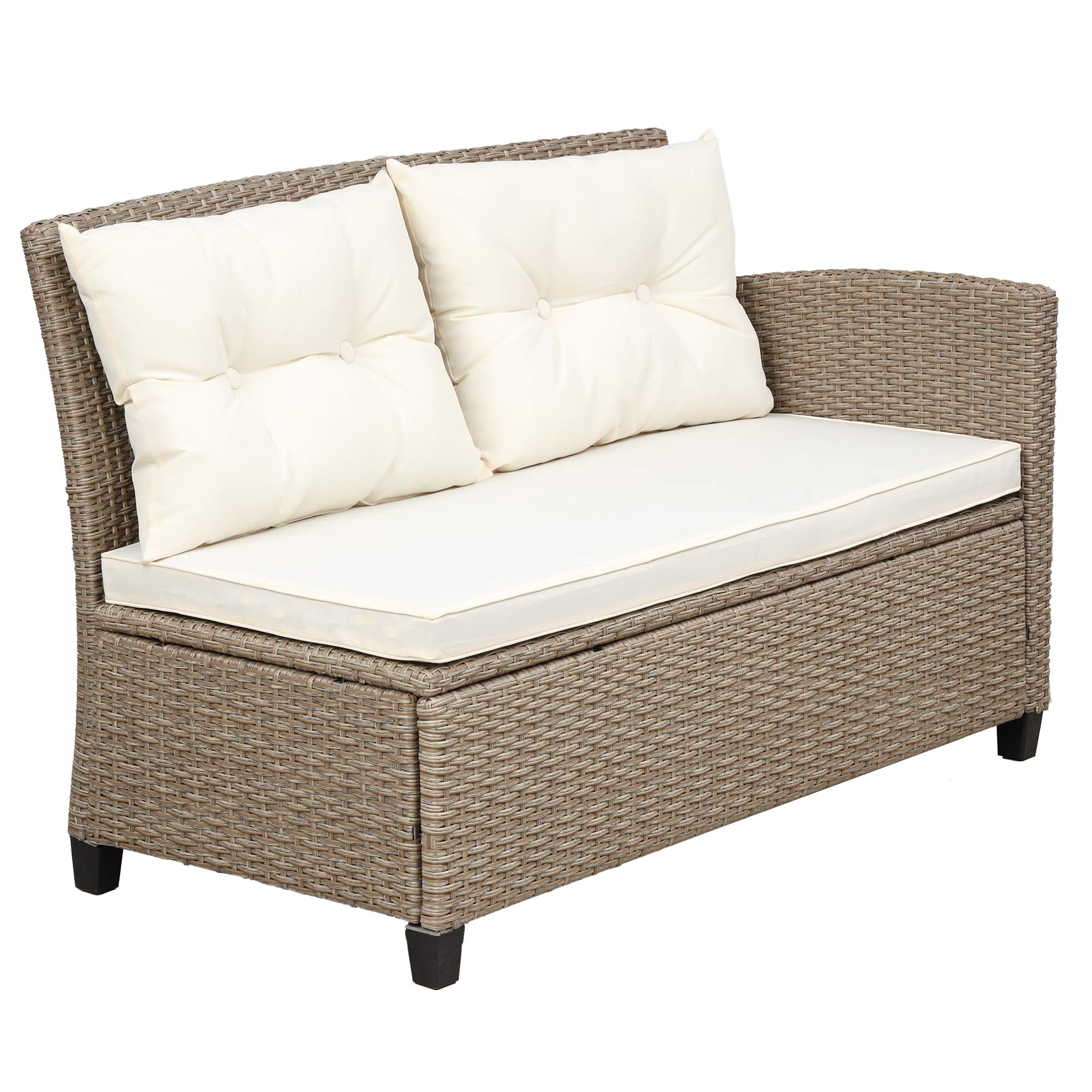 HomSof Outdoor Conversation Sets Wicker Furniture 6 Pieces Patio Table and Chairs with Bench and Cushions, Gray, 8 Seater